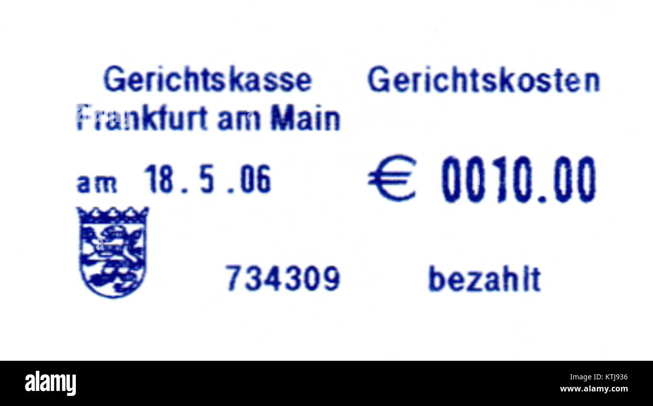Gerichtskostenstempel2 Bubo refers to a German legal stamp, likely ...