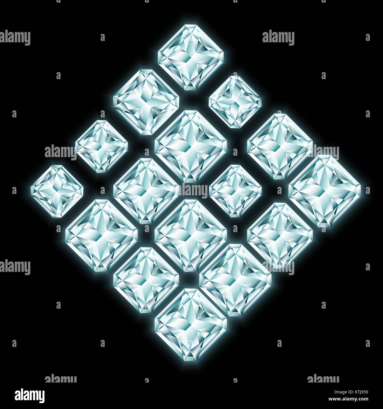 Rhombus composition made of shining diamonds on black background Stock ...