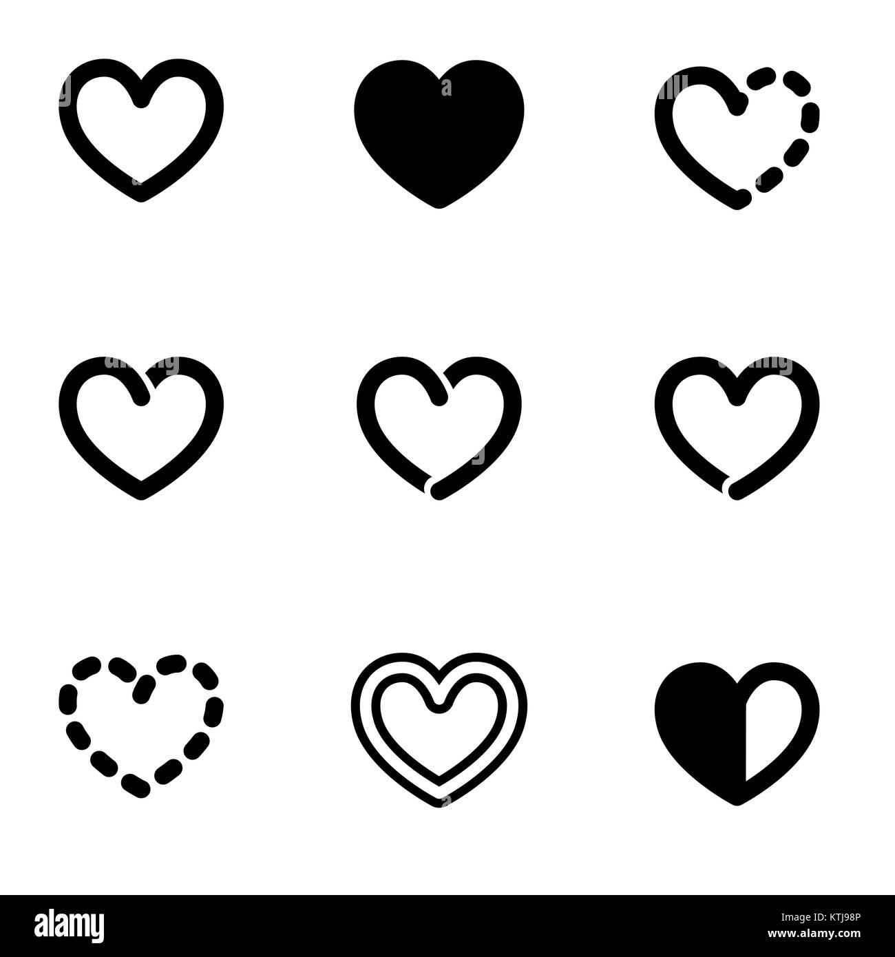 Set of bold line graphic heart symbols Stock Vector Image & Art - Alamy