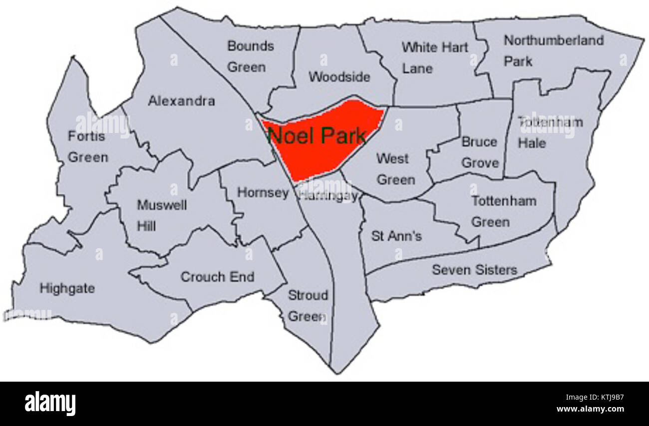 Haringey wards with Noel Park highlighted Stock Photo - Alamy