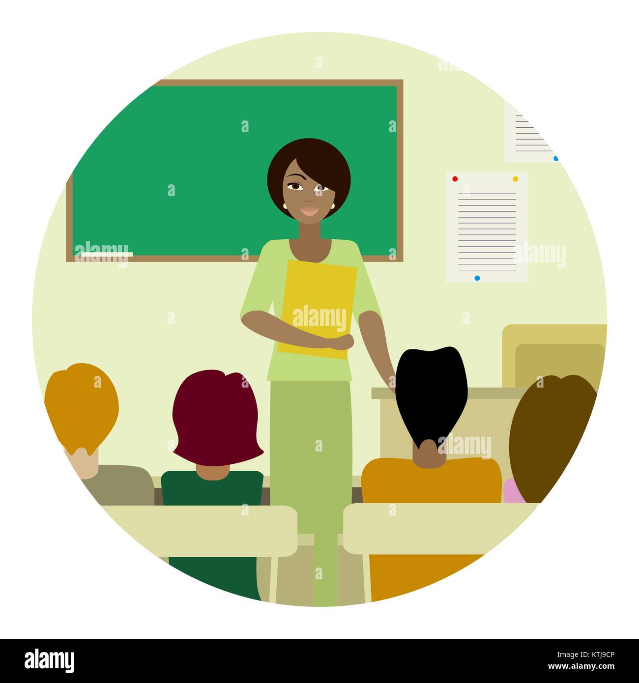 Round illustration of teacher in class Stock Vector Image & Art - Alamy