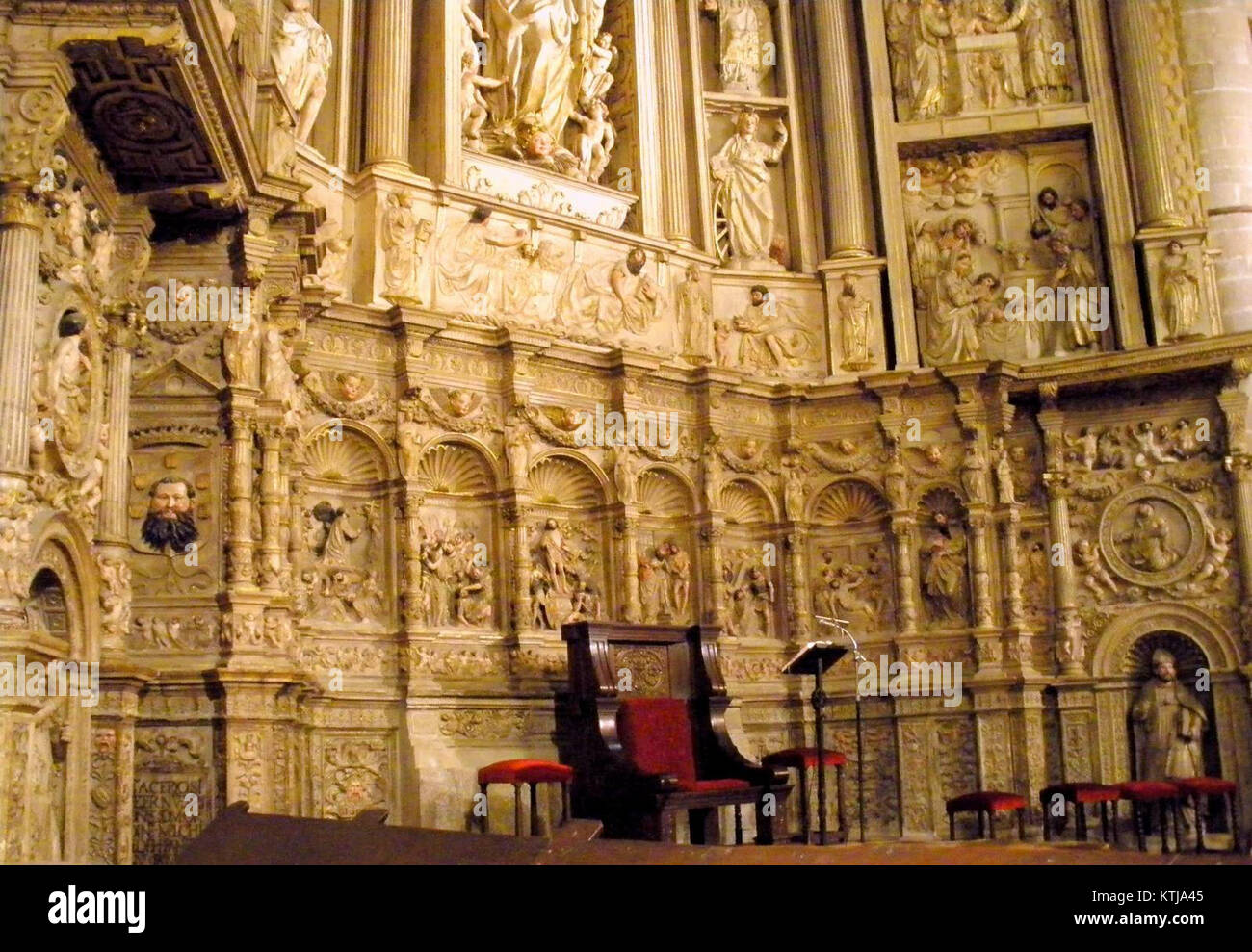 This artwork features the Retablo Mayor, an altarpiece in Barbastro ...