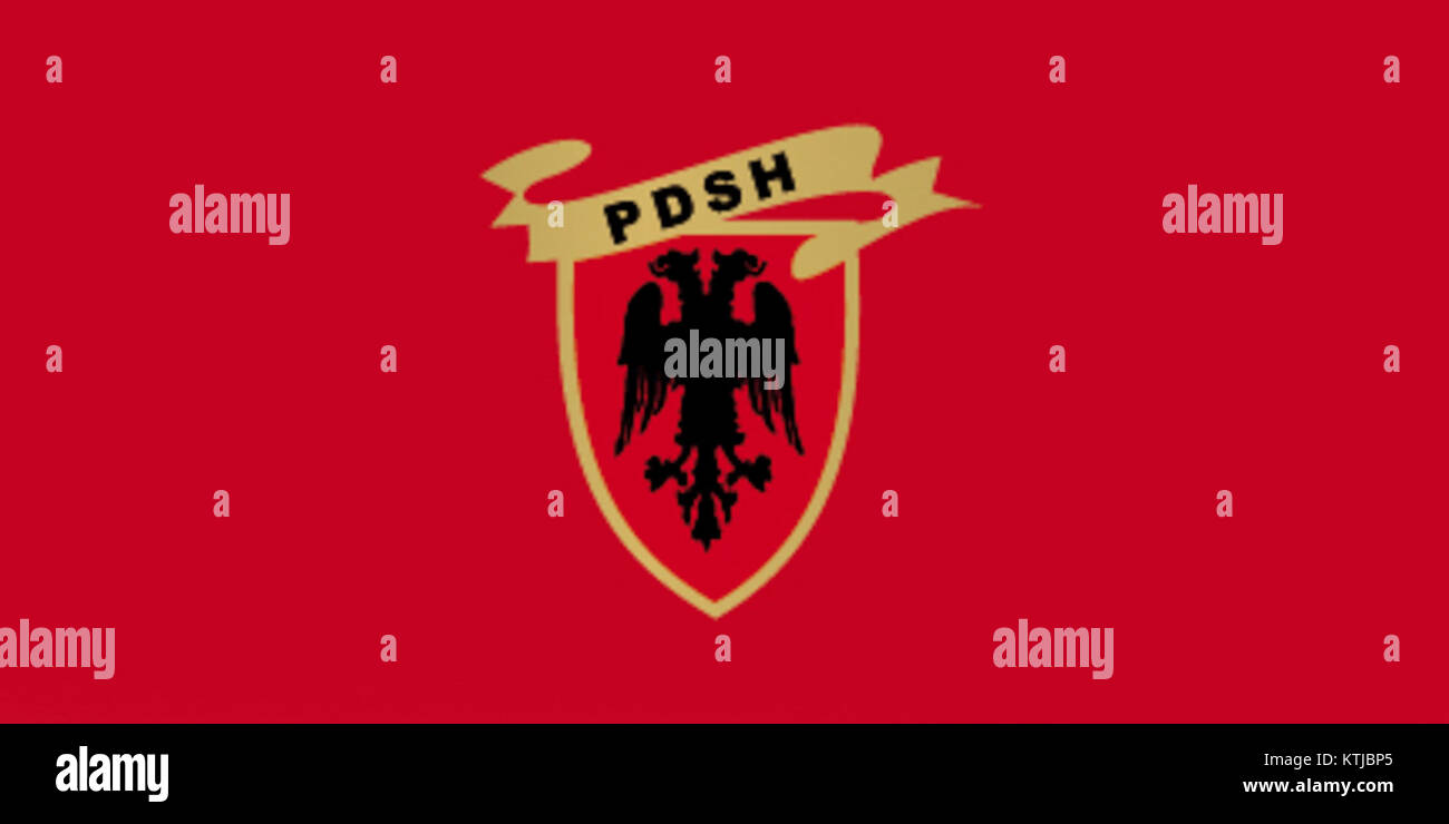 The flag of the Albanian Democratic Party features a red background ...