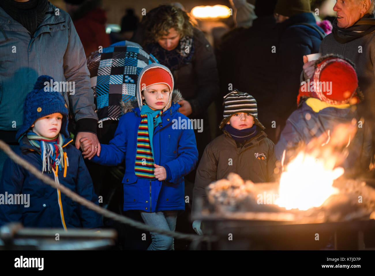 Prague, Czech Republic- December 23, 2017: Families with children are ...