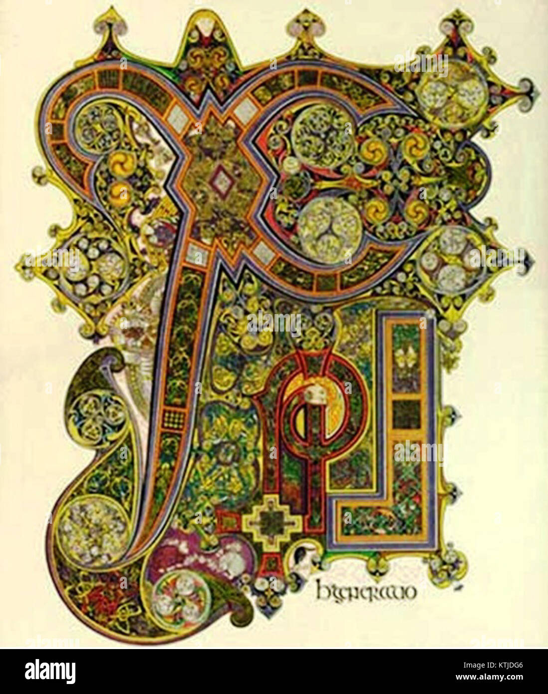 A medieval manuscript featuring a 'beginletter' (decorative initial ...