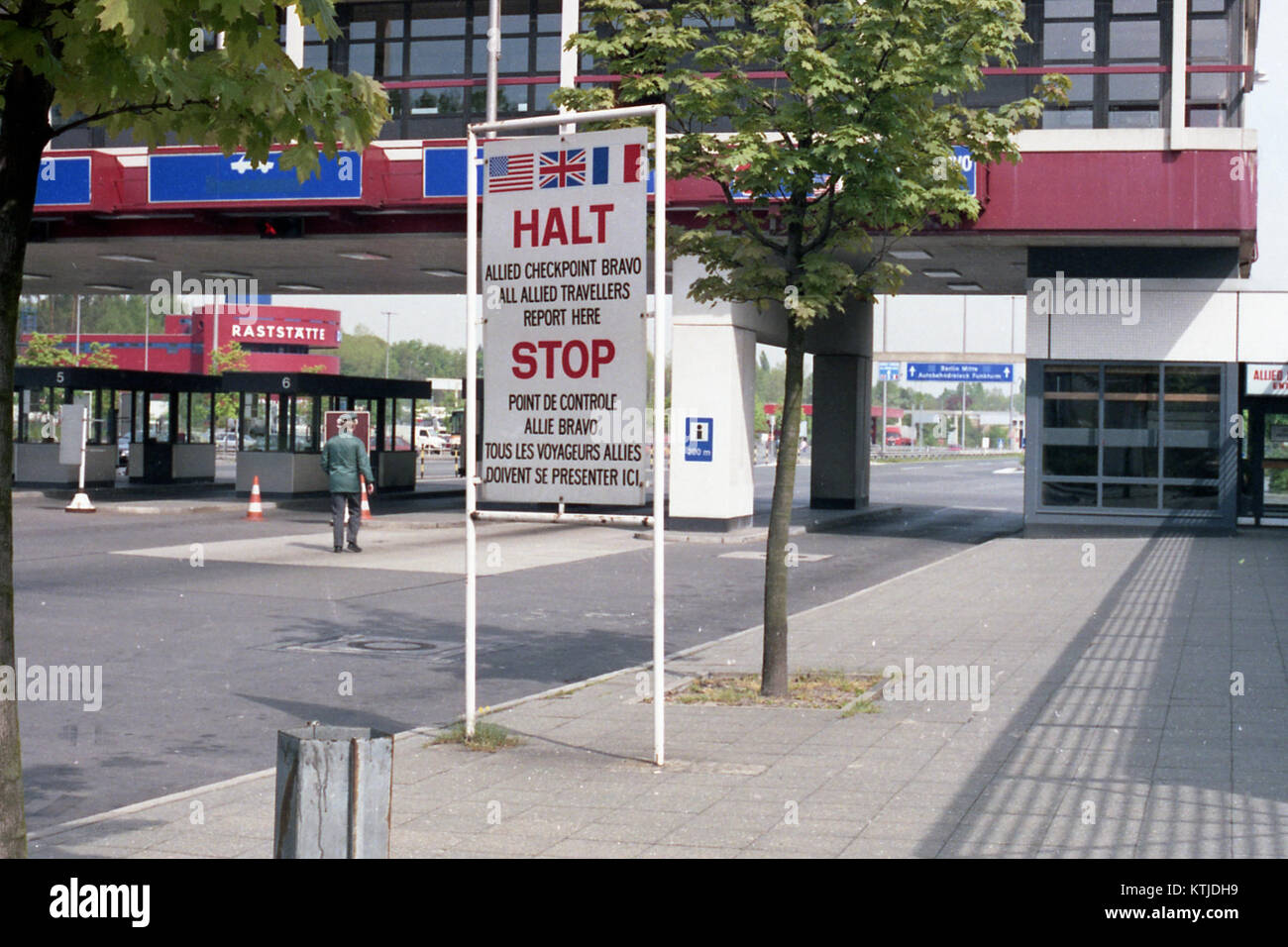 This image from Berlin in 1989 shows Ortsschilder (place signs) during ...