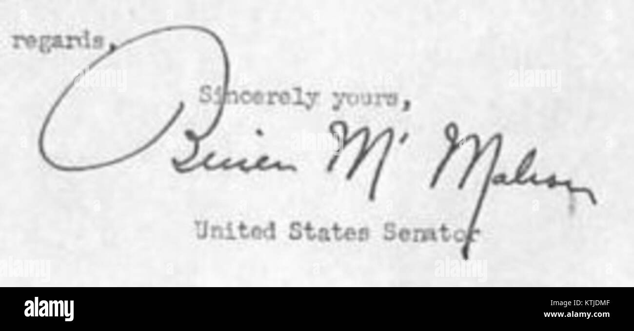 Brien McMahon signature Stock Photo - Alamy