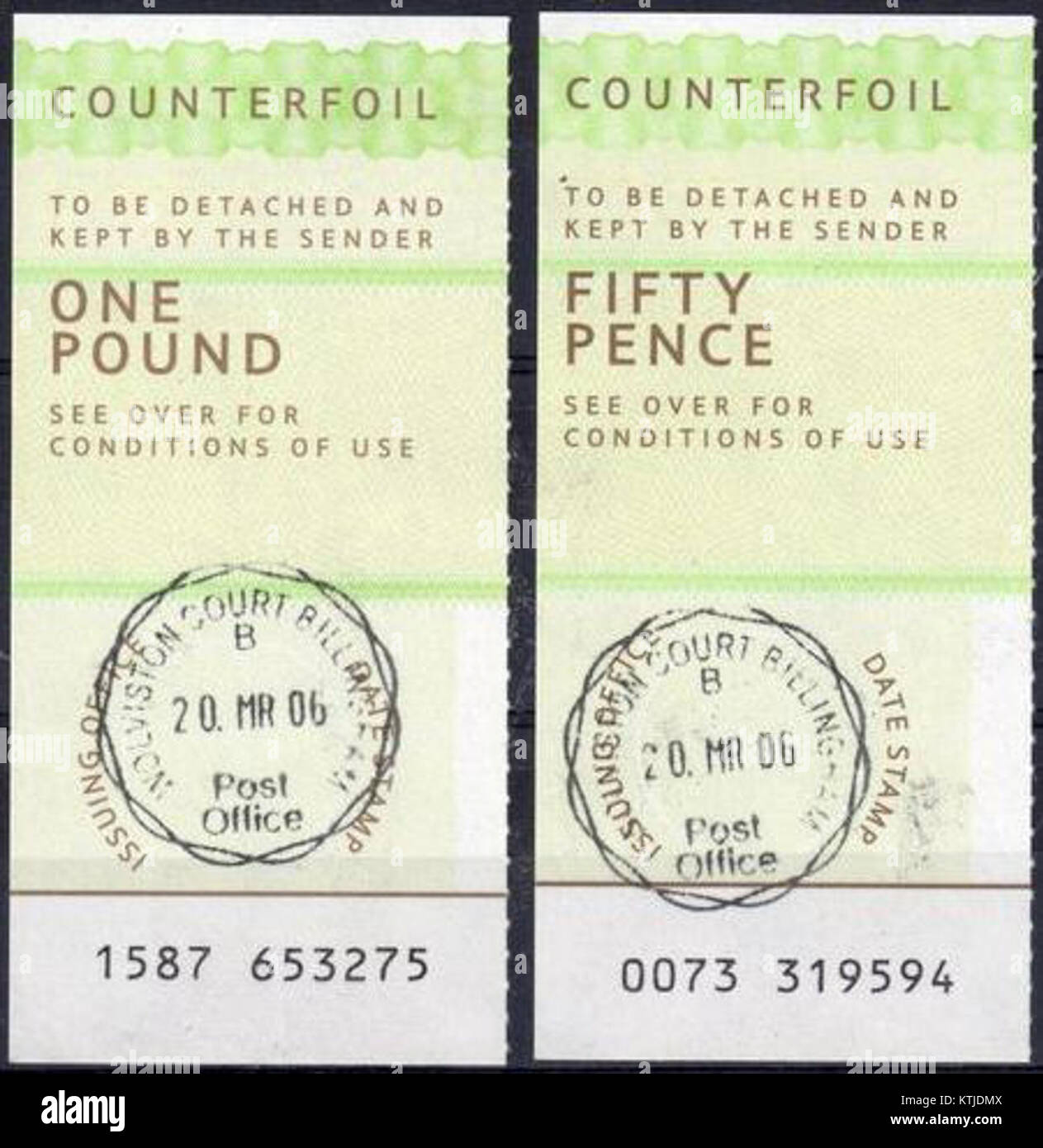 This image shows the counterfoils of a 2006 British postal order from ...