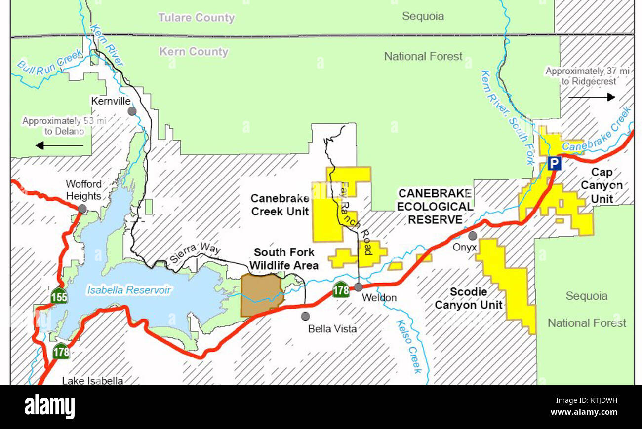 The Canebrake Ecological Reserve map highlights the natural features of ...