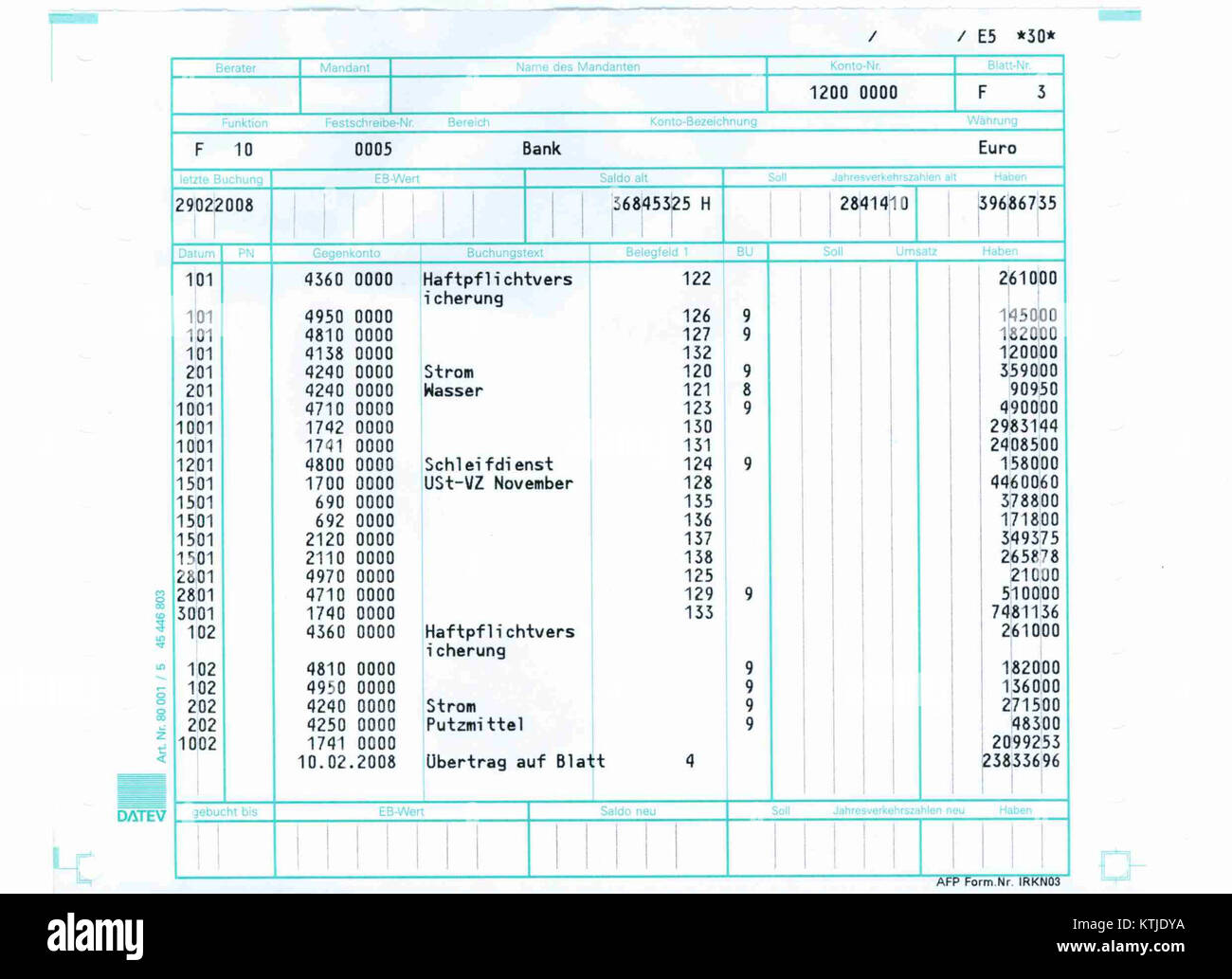 Datev Kontoblatt refers to an accounting document used in Germany by ...
