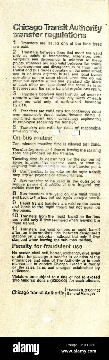 This image features a Chicago Transit Authority ticket, showcasing the ...