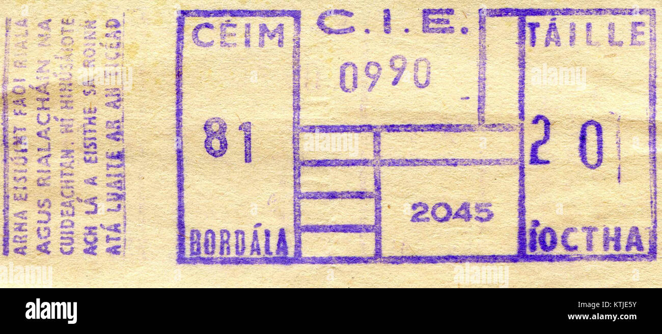 A Dublin C.I.E. bus ticket from 1990, reflecting the city's public ...