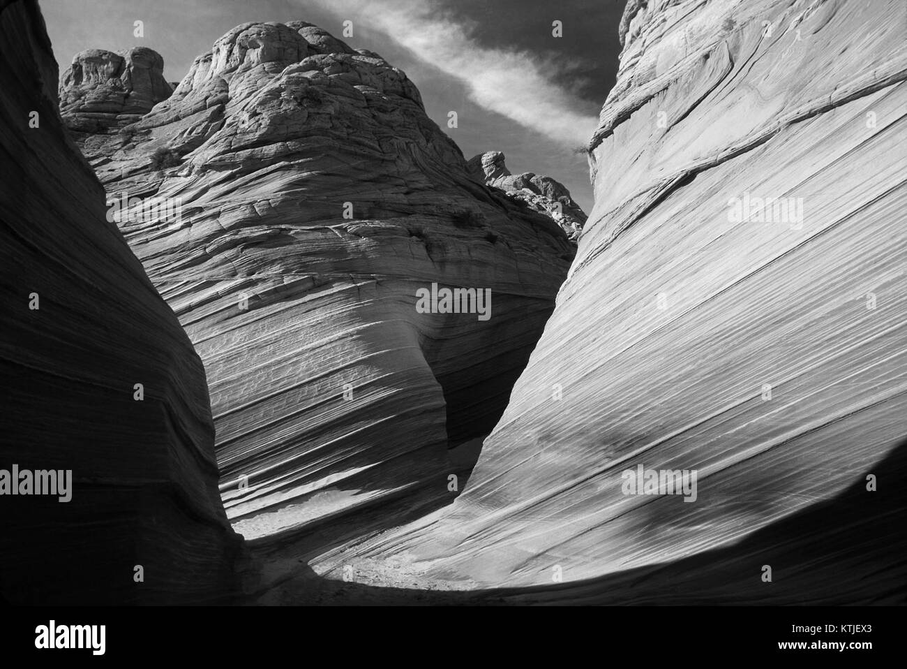 A black-and-white photograph from March 1987 capturing 'The Wave' rock ...