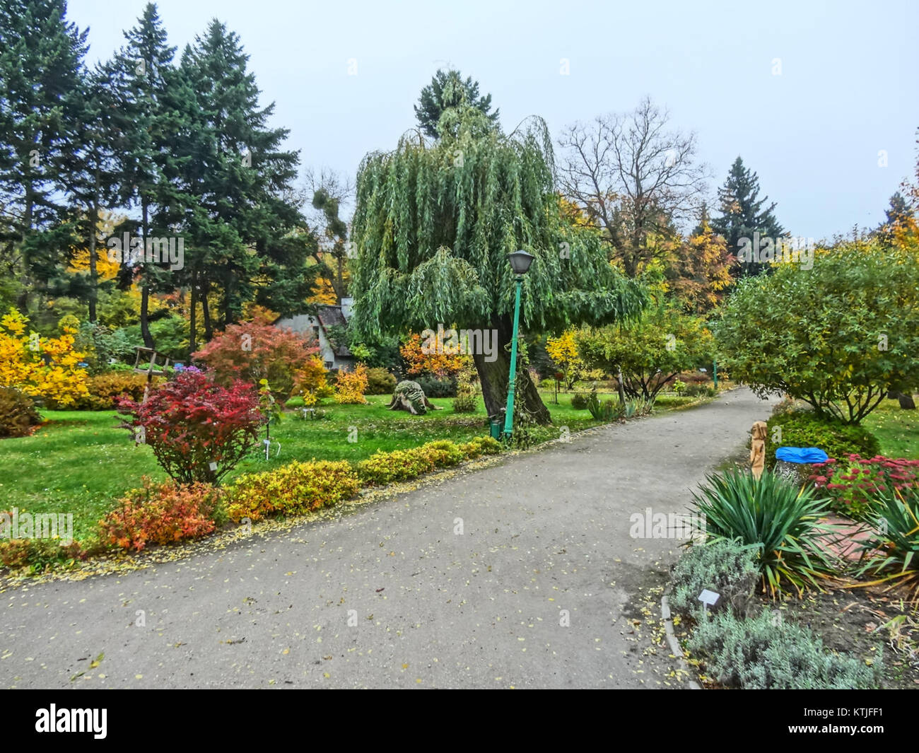 A photograph of a building in an arboretum taken in October 2013. The ...