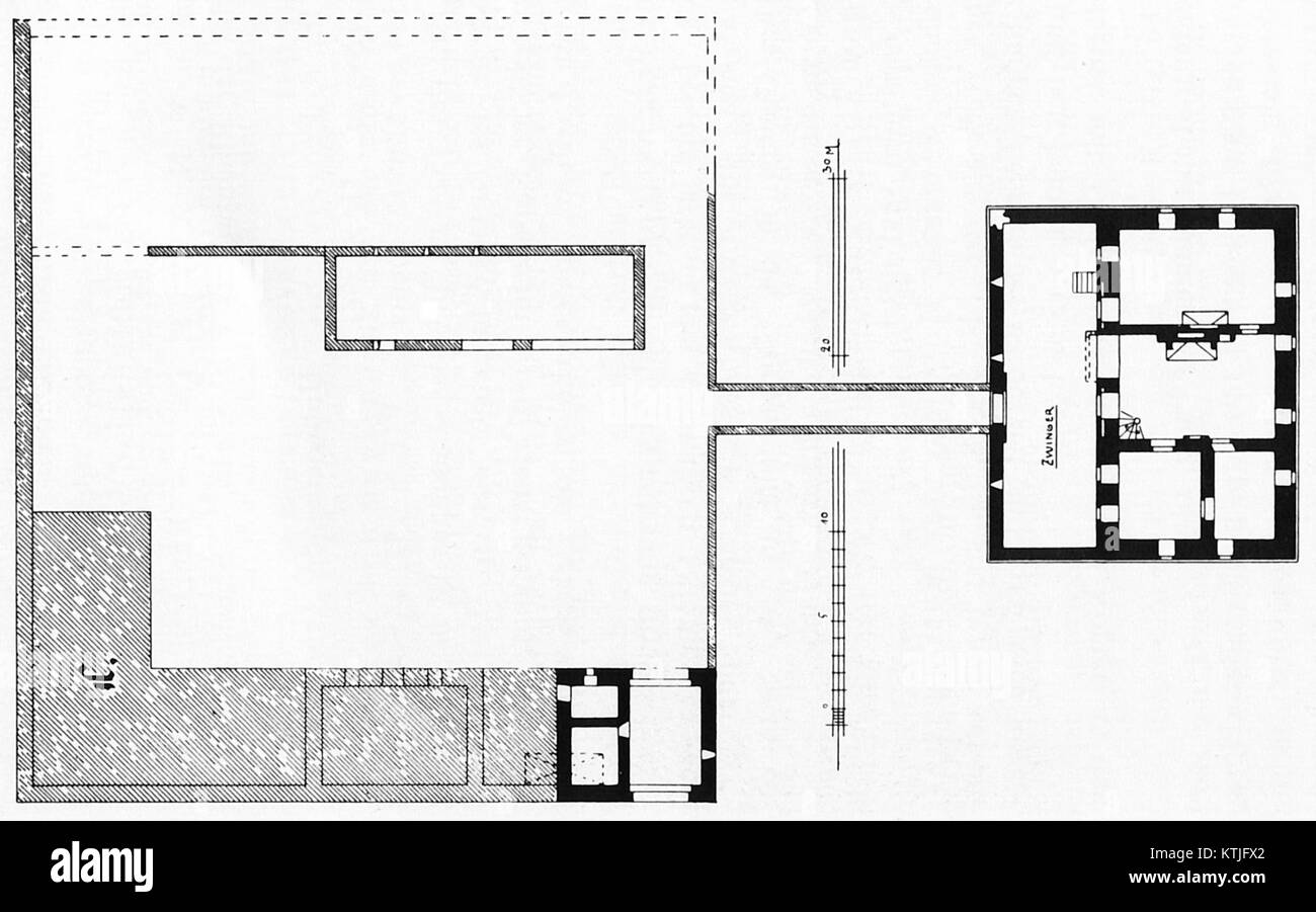 A floor plan of the Burg Goedersheim, a medieval castle located in ...