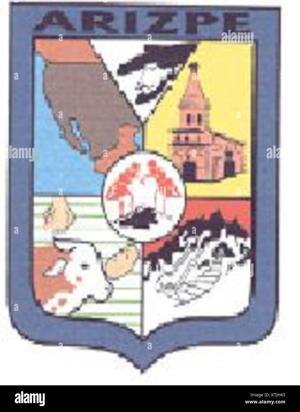 The coat of arms of Arizpe, a town in Sonora, Mexico, representing its ...