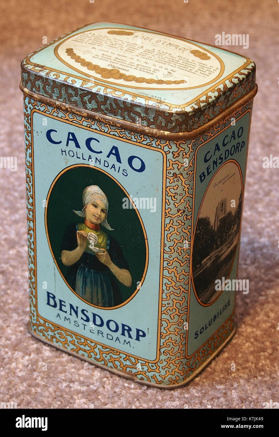 Image of a Bensdorp cacao tin, a classic Dutch brand of cocoa, showing ...