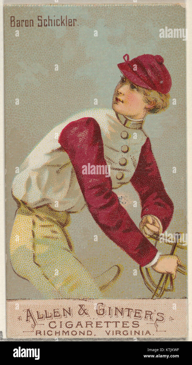 This image depicts the Baron Schickler card from the 'Racing Colors of ...