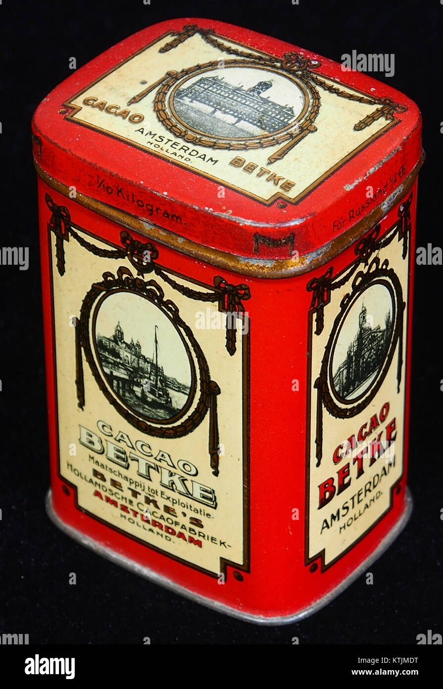 This image showcases a 100-gram can of Betke cacao, originally produced ...