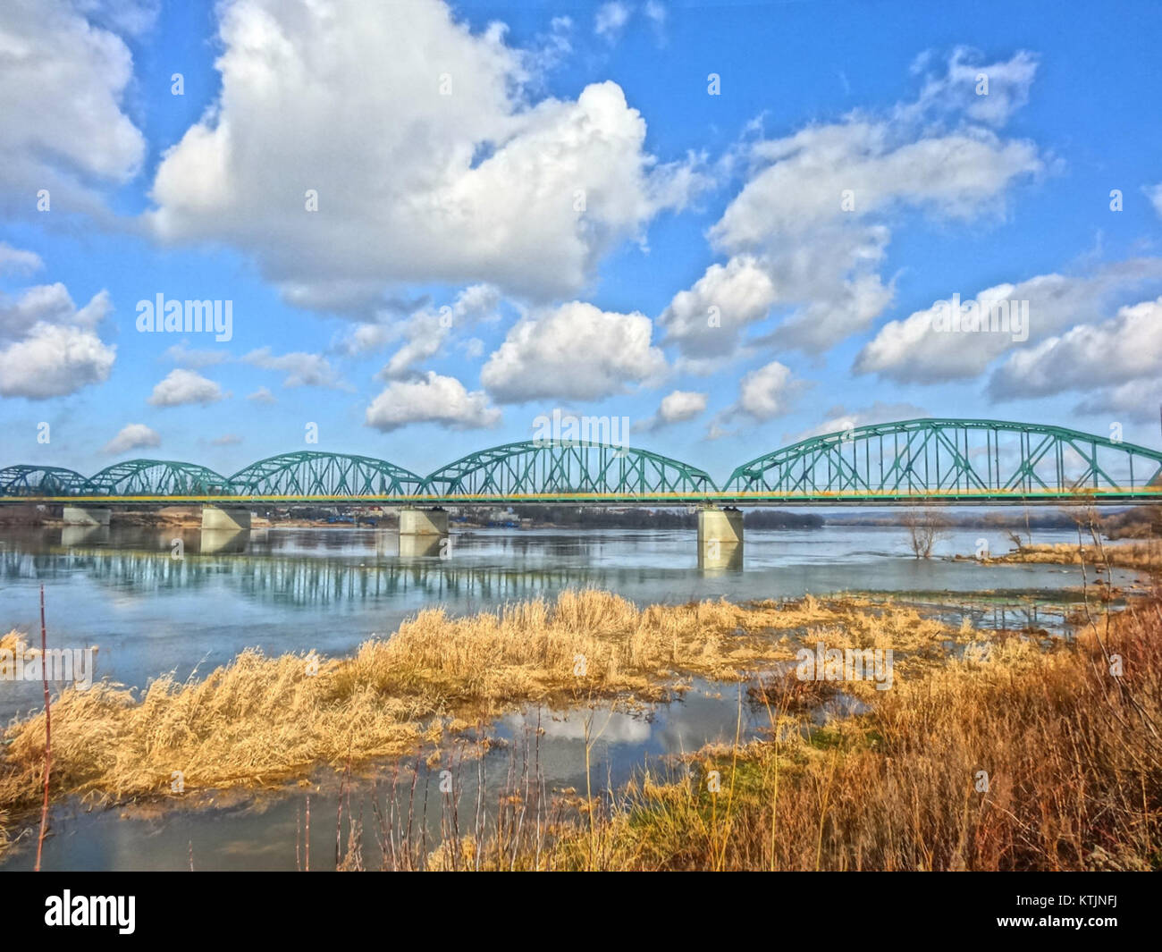 This image shows the Wisla Bridge in 2014, capturing its structure and ...
