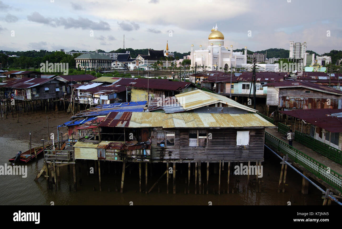 Bandar Seri Begawan, the capital of Brunei, features the water village ...