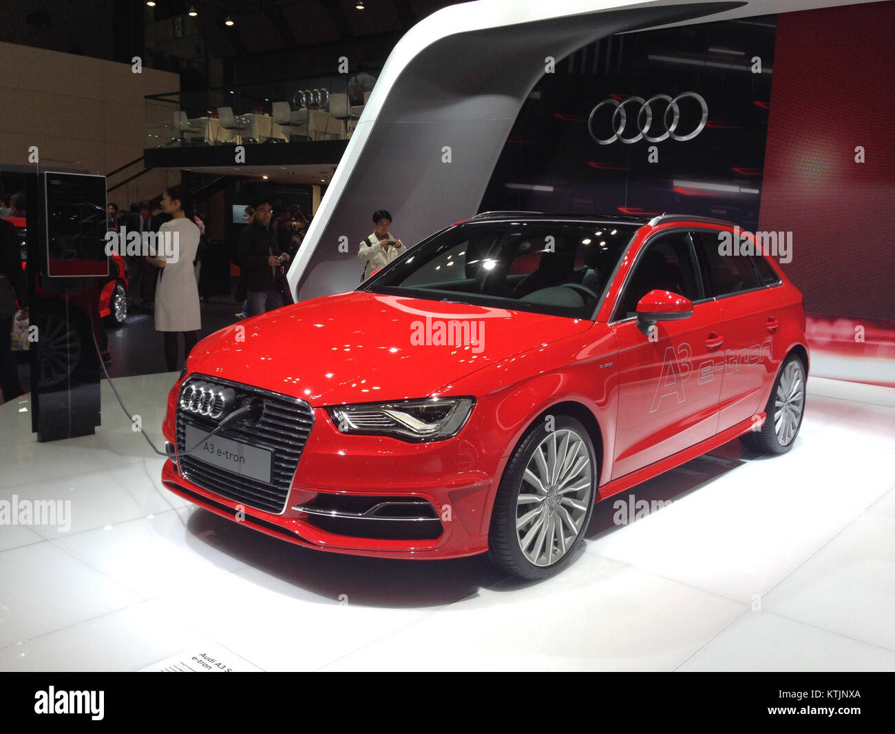 A photograph of the Audi A3 e-tron displayed at the Tokyo Motor Show in ...