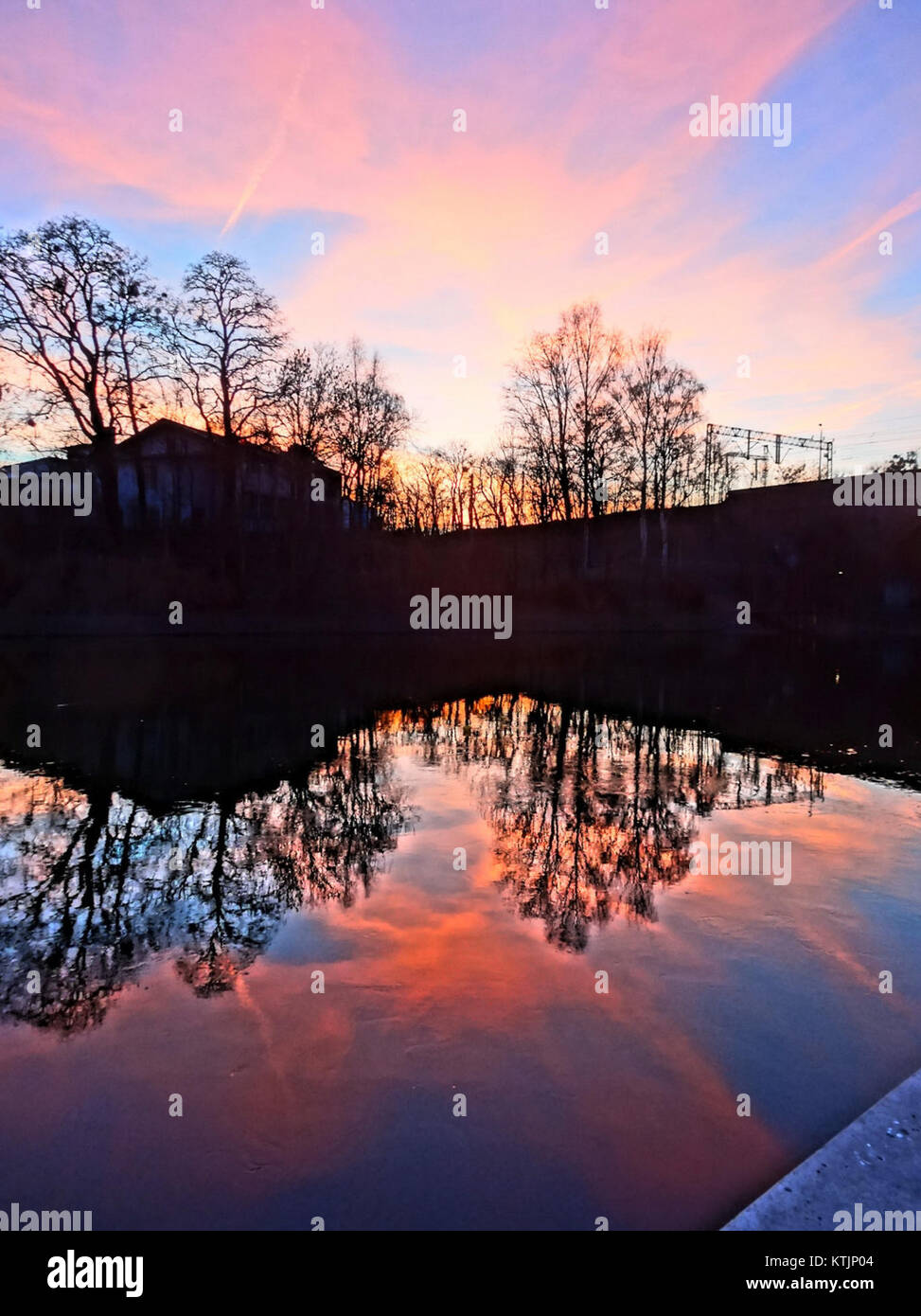 This photograph captures the Brda River, Bulwar, and downtown area of ...