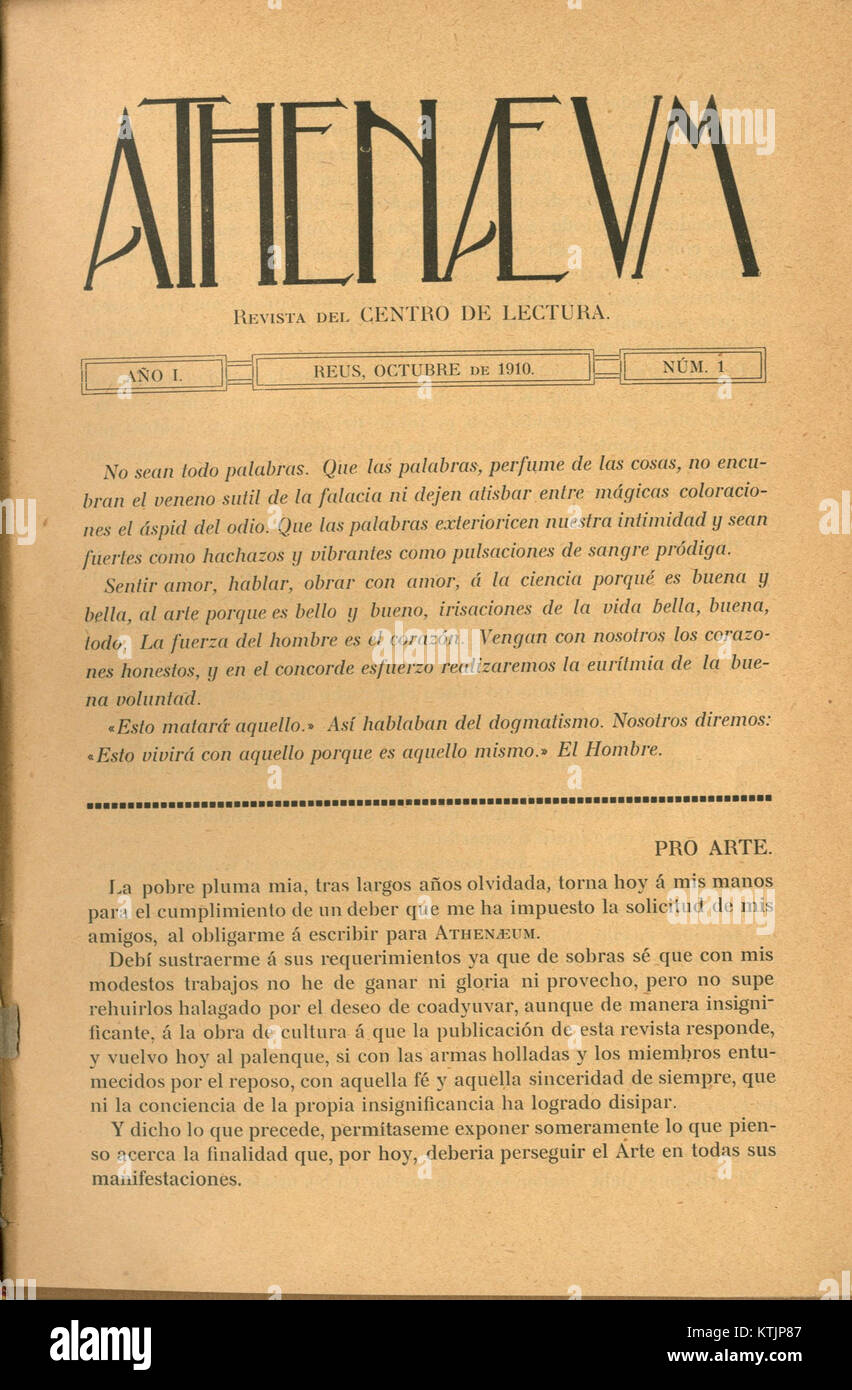 Athenaeum is a Spanish magazine published by the Centro de Lectura ...