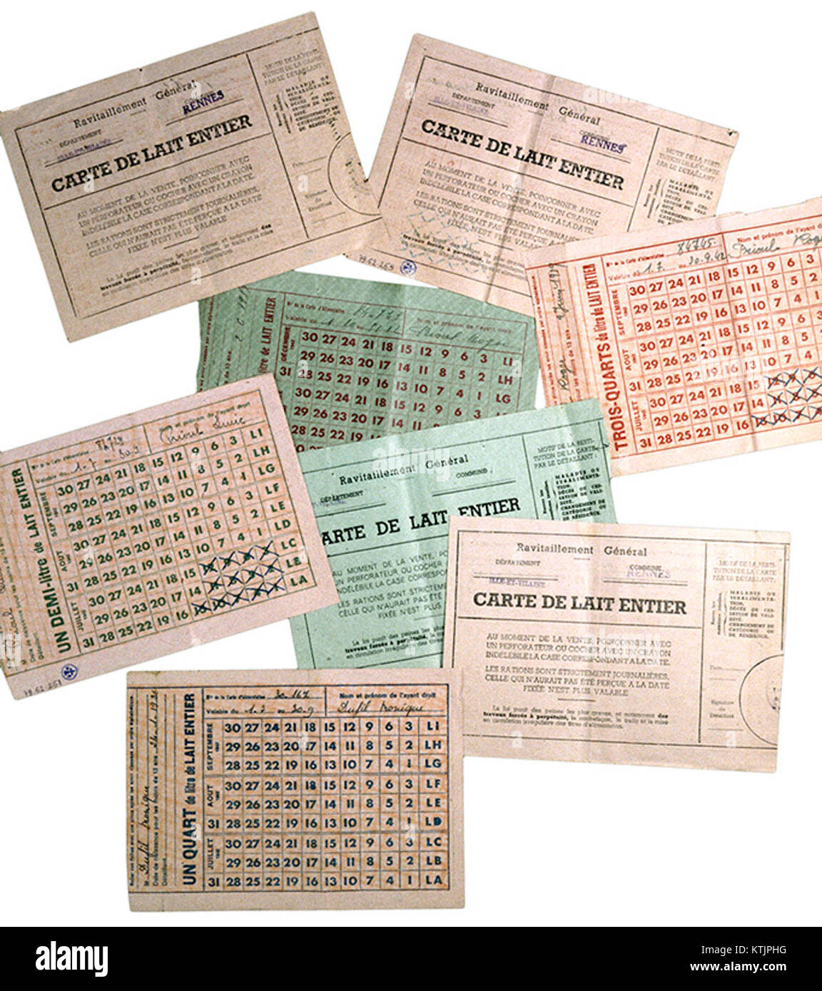 A World War II-era milk ration card, cataloged as 88.2677.C.11, used ...