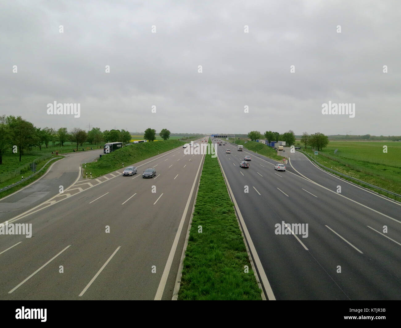 The A9 Autobahn near Eching, Germany, is a major highway that connects ...