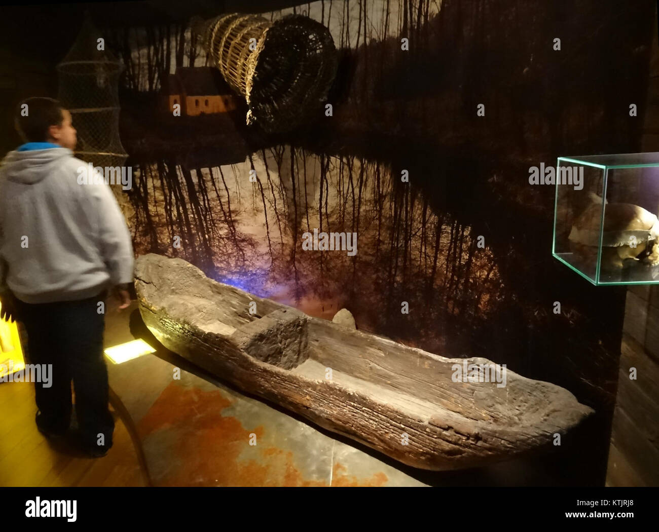 This image captures a scene from an archaeological exhibition at the ...