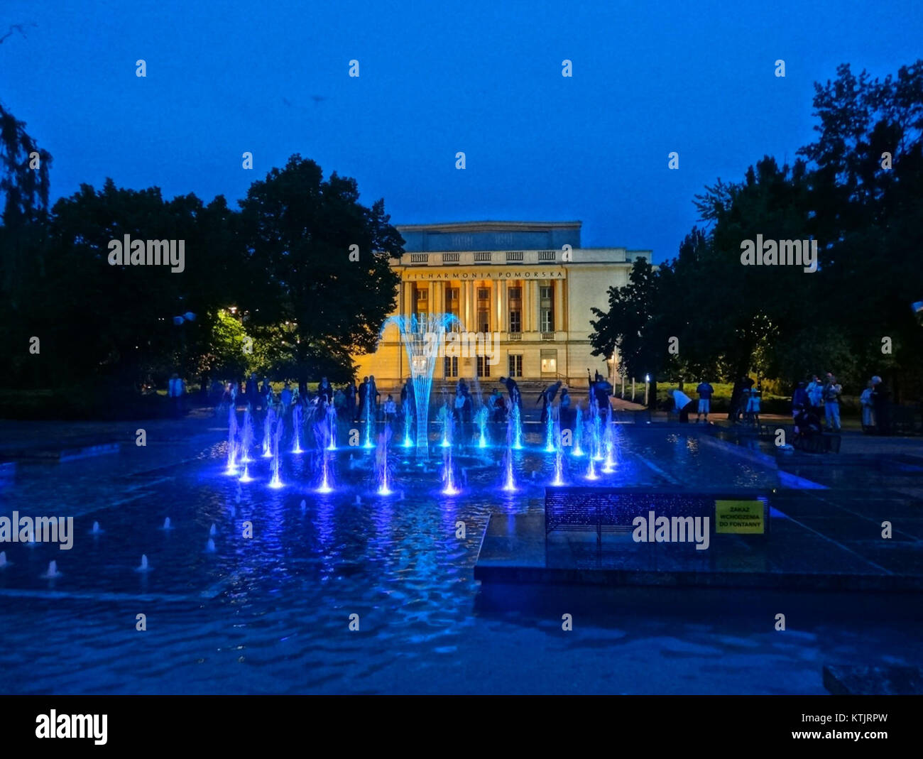 This image depicts a fountain at the Filharmonia Pomorska in Poland ...