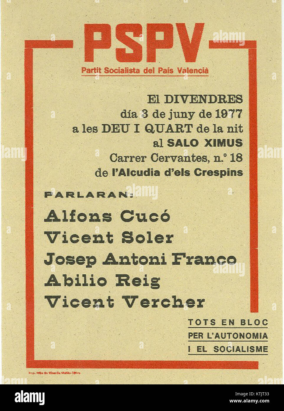 This image represents a political poster from the PSPV (Partido ...