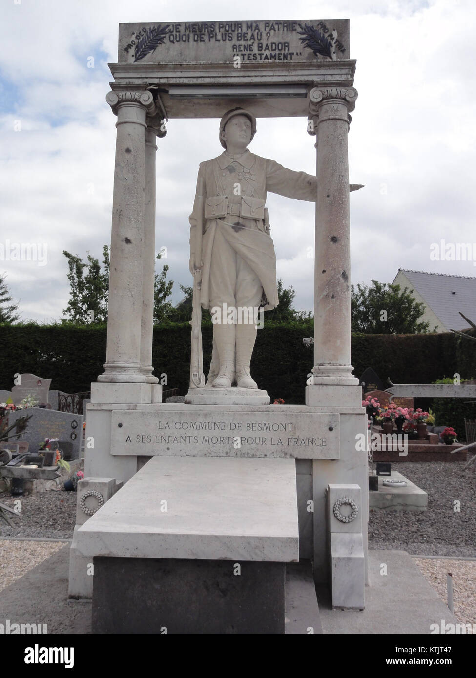 The monument aux morts in Besmont, Aisne, France, honors the fallen soldiers of the region ...