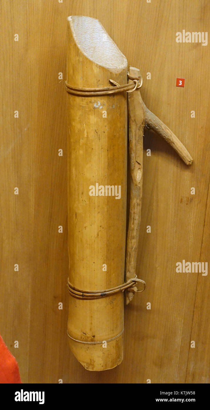 The bamboo water container is a traditional artifact housed in the ...