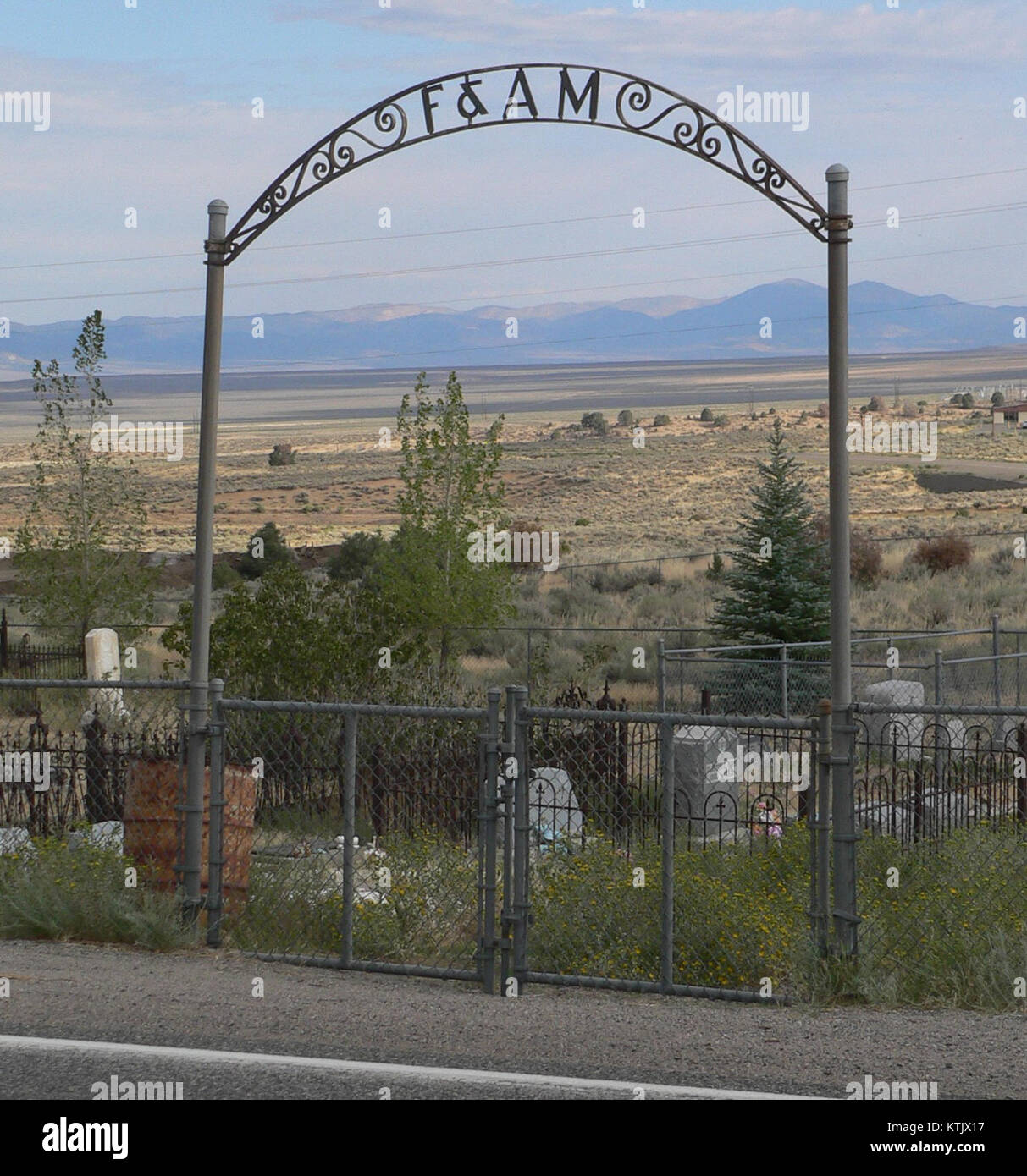 The Masonic gate at the Austin, Nevada cemetery, built in 1852, is a ...