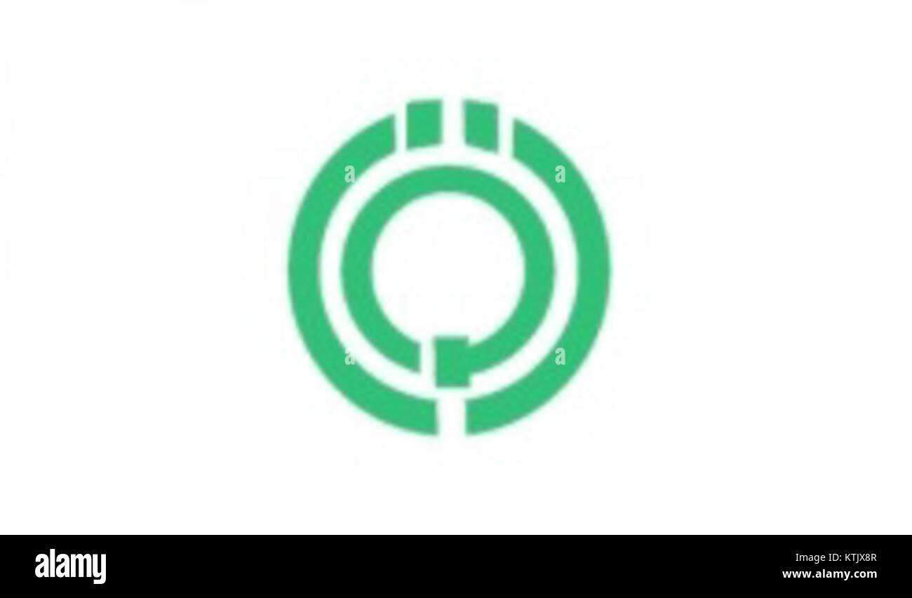 The flag of Tsushima, located in Ehime Prefecture, Japan, represents ...