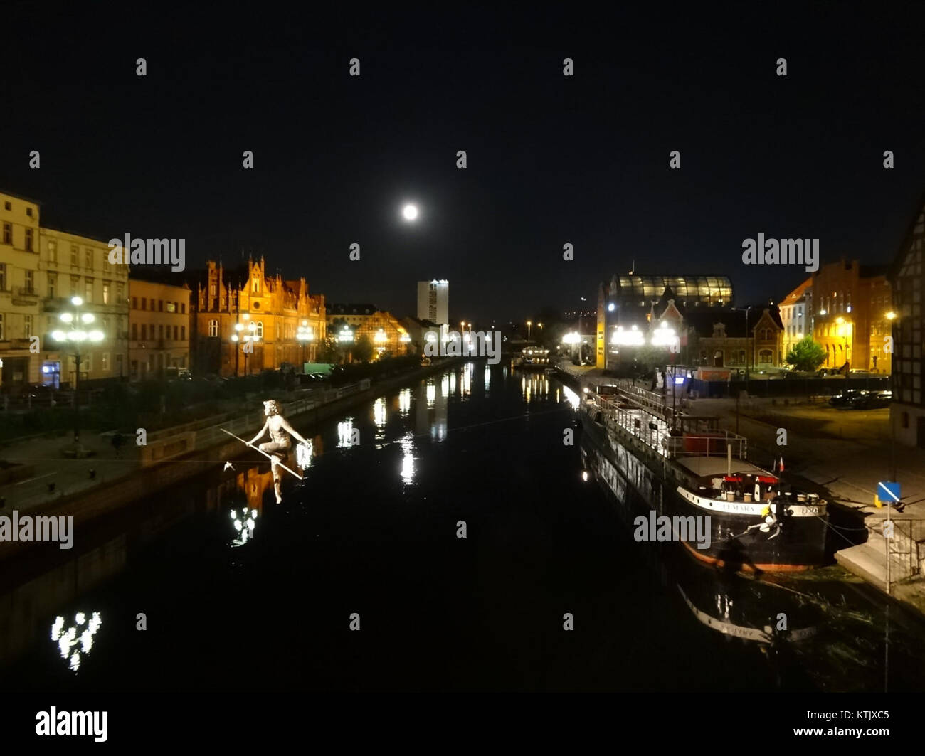 A view from the Staromiejskie Bridge in Bydgoszcz, Poland, showcasing ...