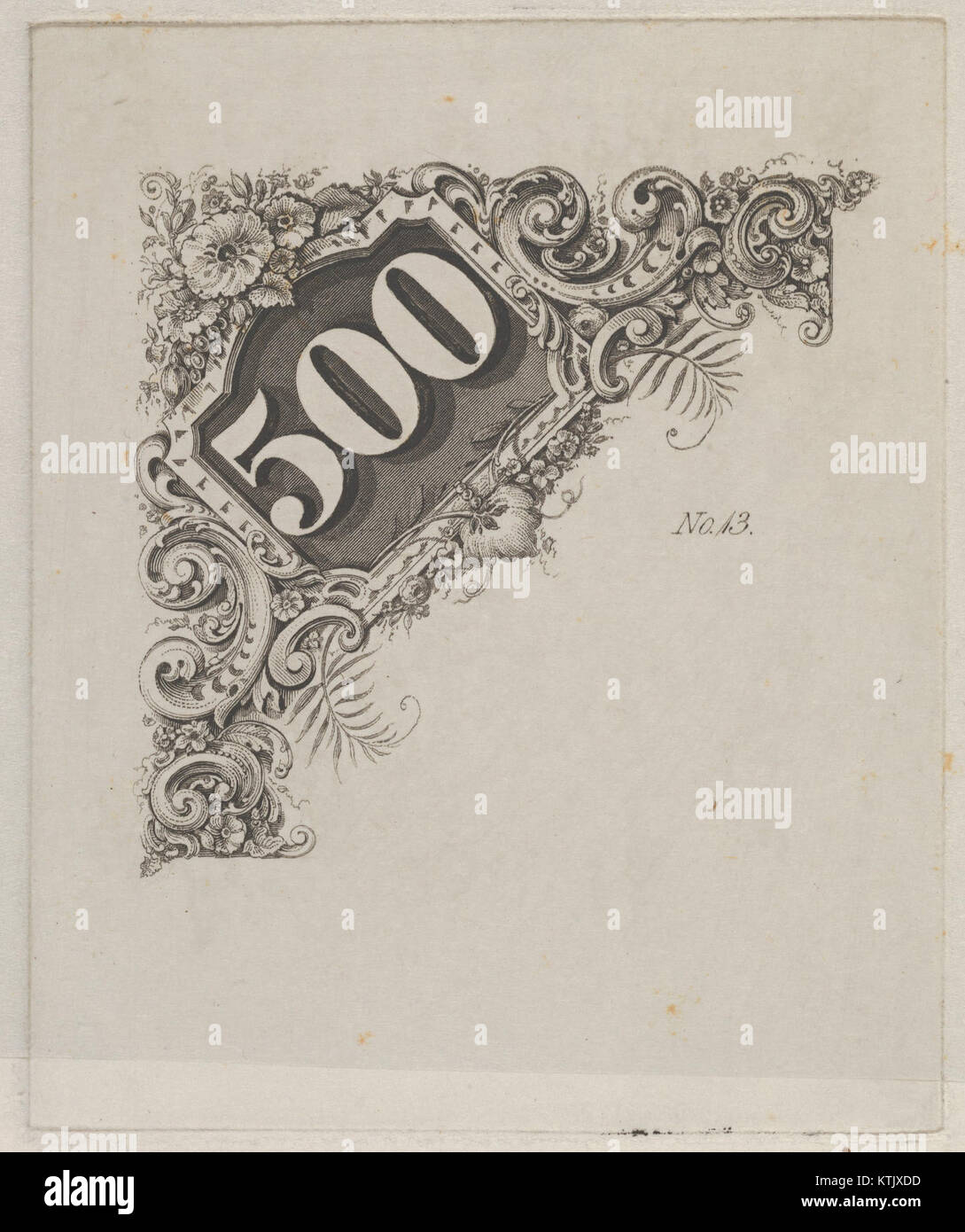This banknote motif, number 500, is part of a historical collection ...