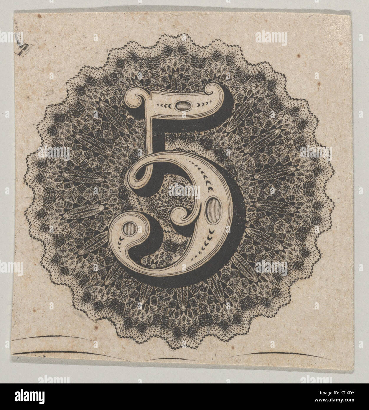 This banknote motif features an intricate circular design resembling ...