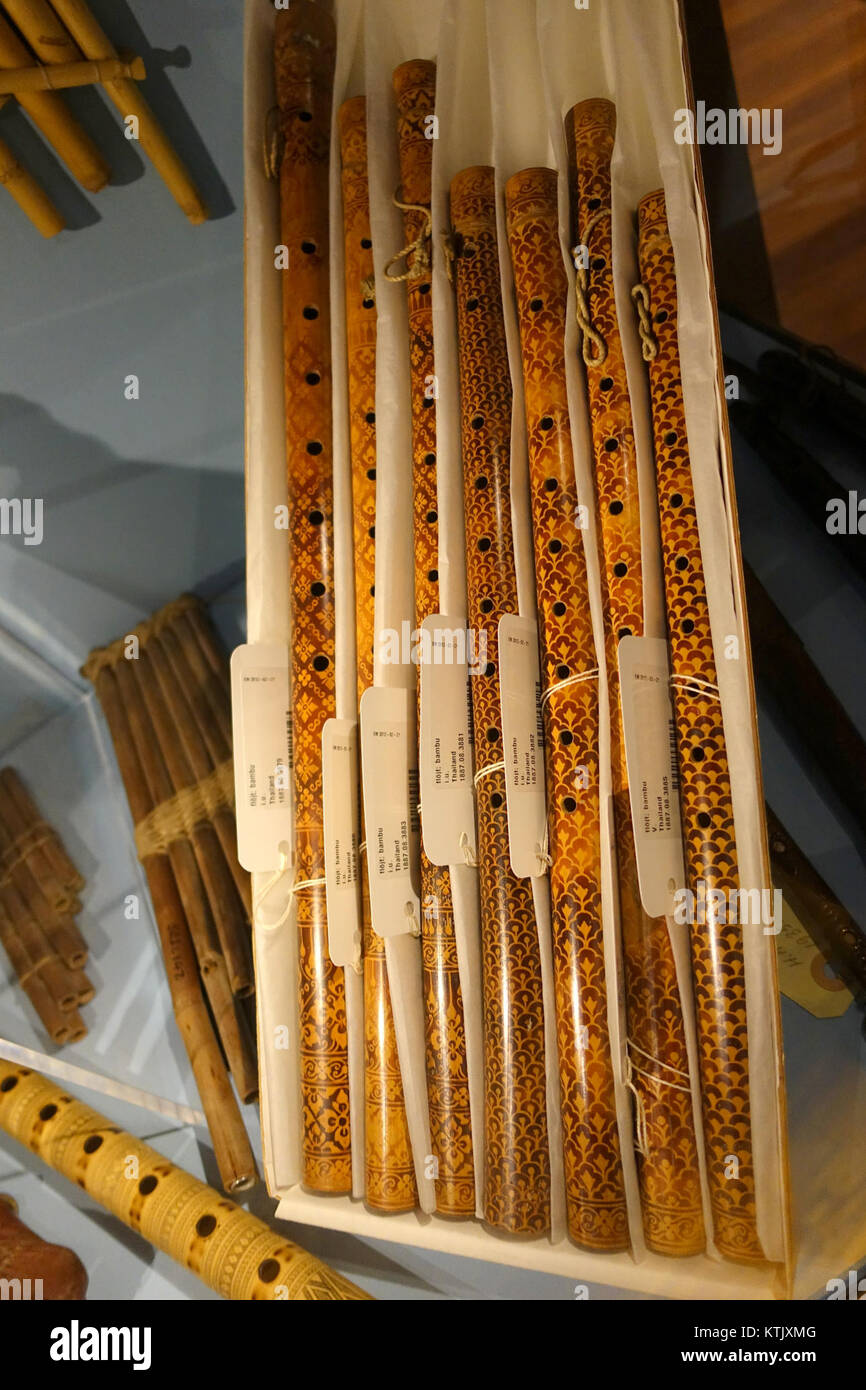 Bamboo flutes from Thailand are displayed at the Etnografiska Museet in ...