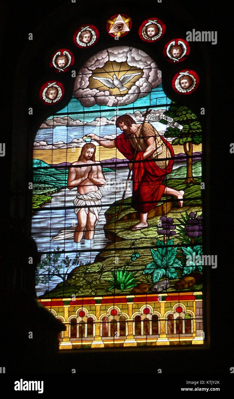 Beloit John the Baptist church Baptism window 1 Stock Photo - Alamy
