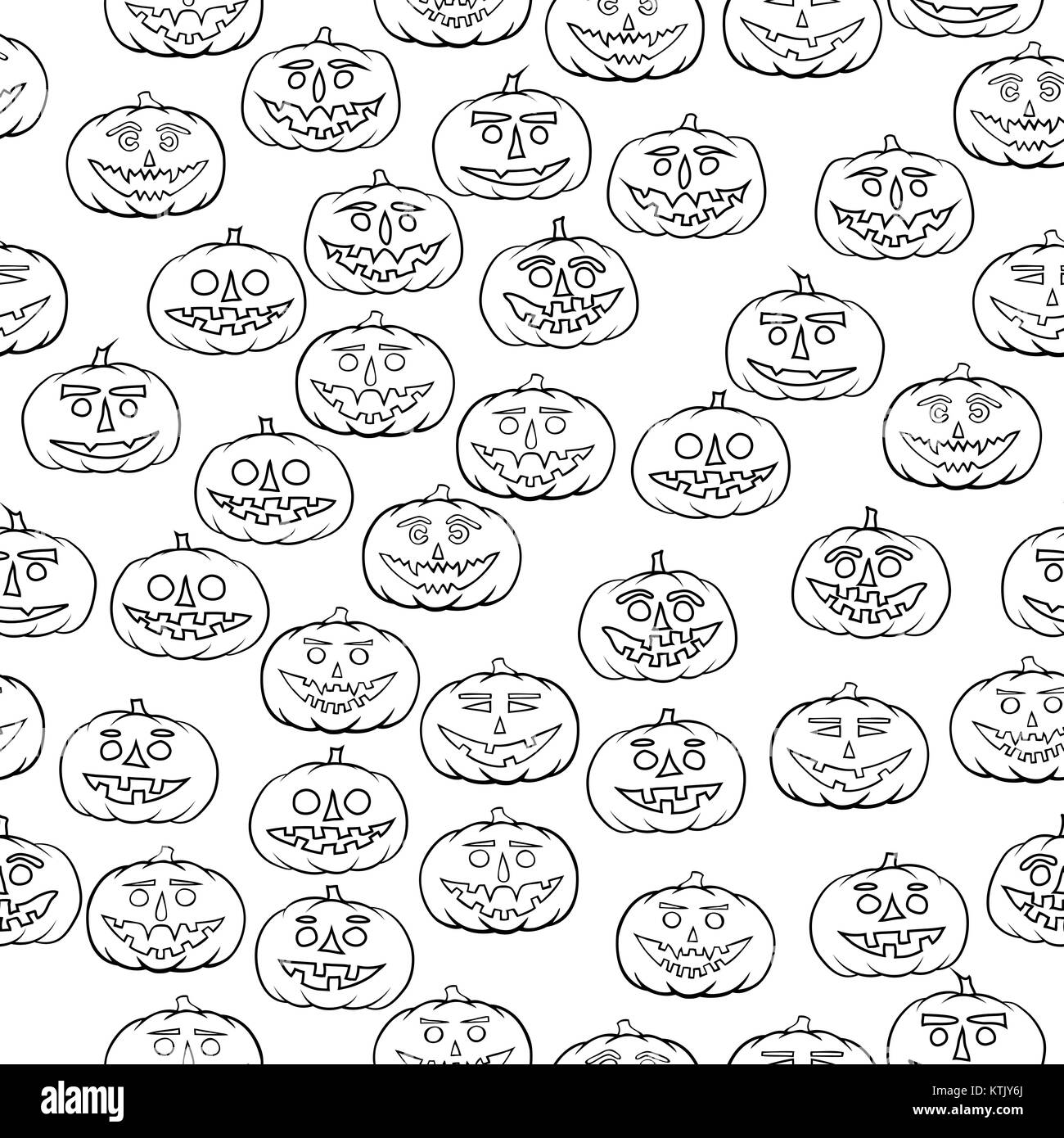hand drawn jack-o-lantern seamless pattern - halloween background Stock ...