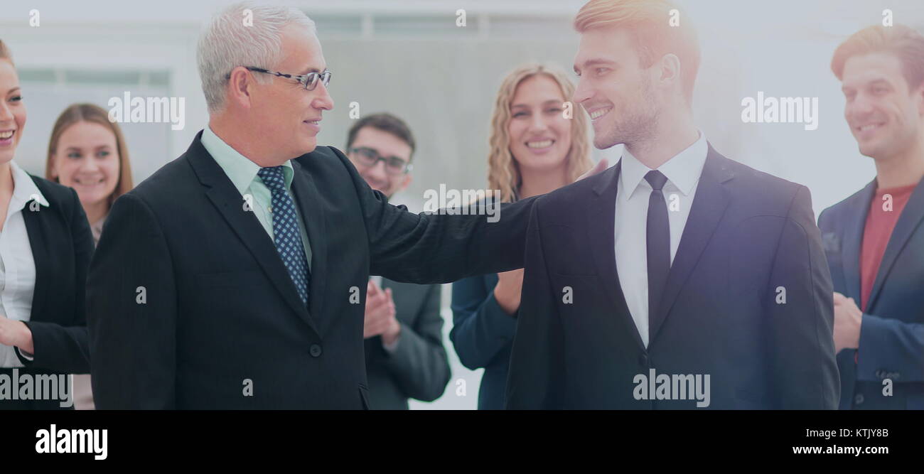 The team of the successful people with their boss Stock Photo - Alamy