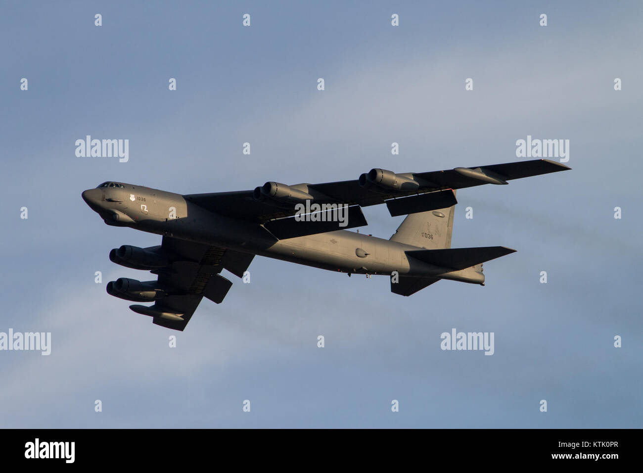 The B-52 Stratofortress, a long-range bomber aircraft, is shown taking ...
