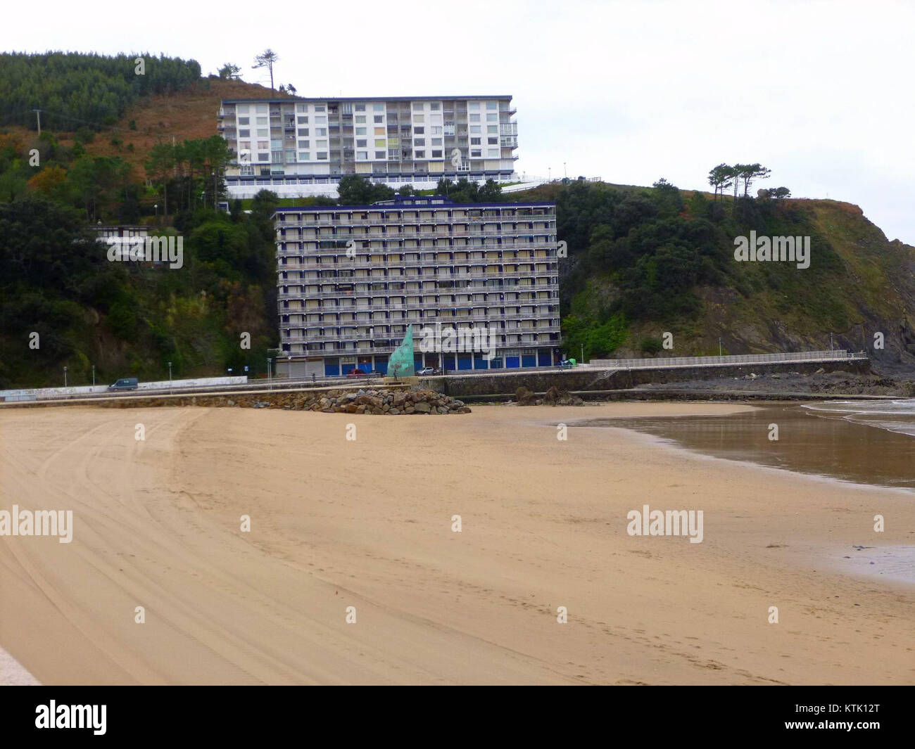 A scenic view of Bakio Beach, located in the Basque Country of Spain ...