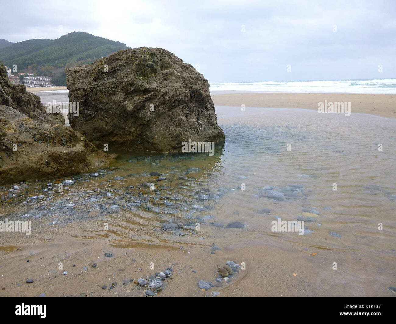 This image shows Bakio Playa, a beach located in the Basque Country ...