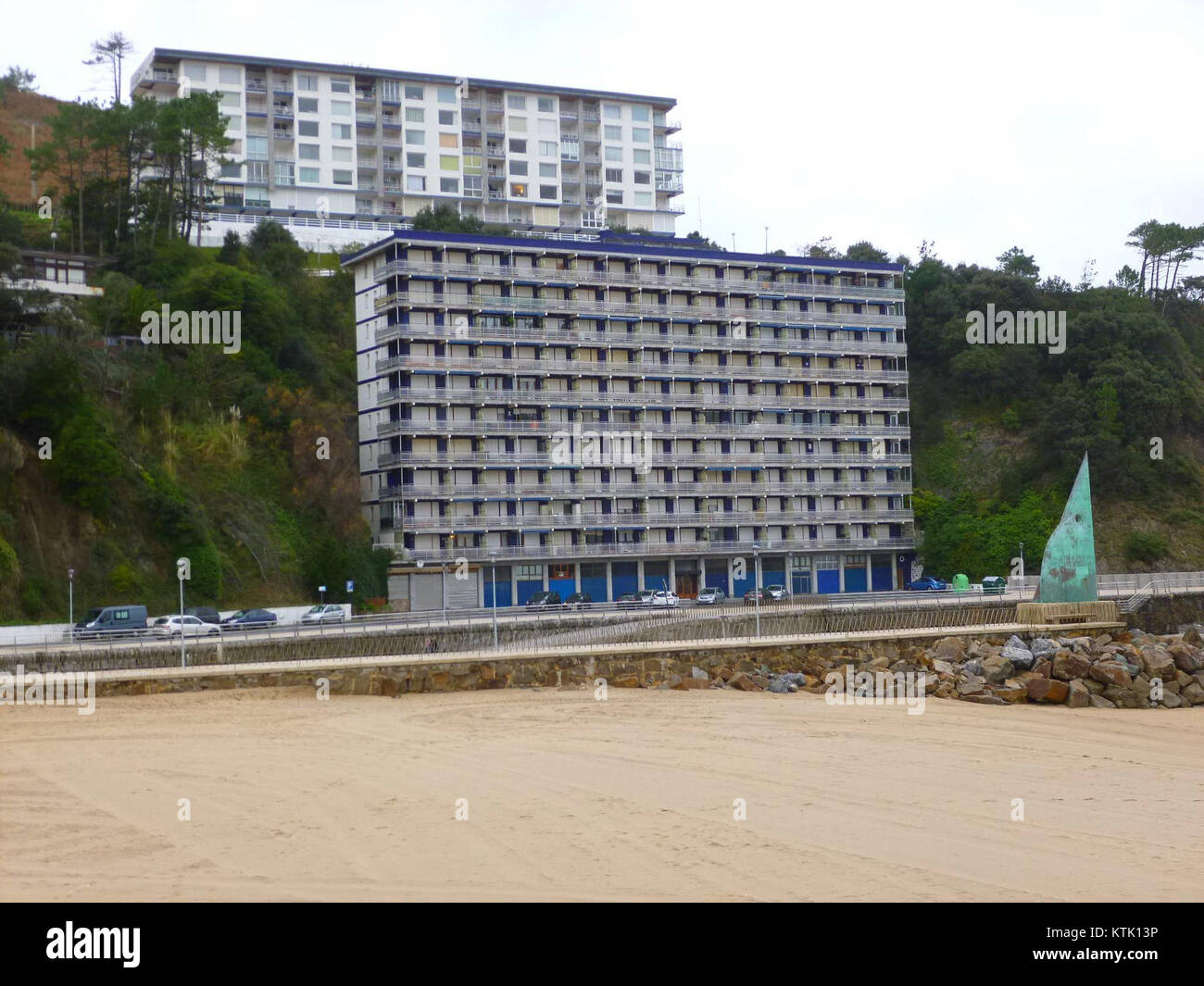 A view of Bakio Playa, a beach located in the Basque Country of Spain ...