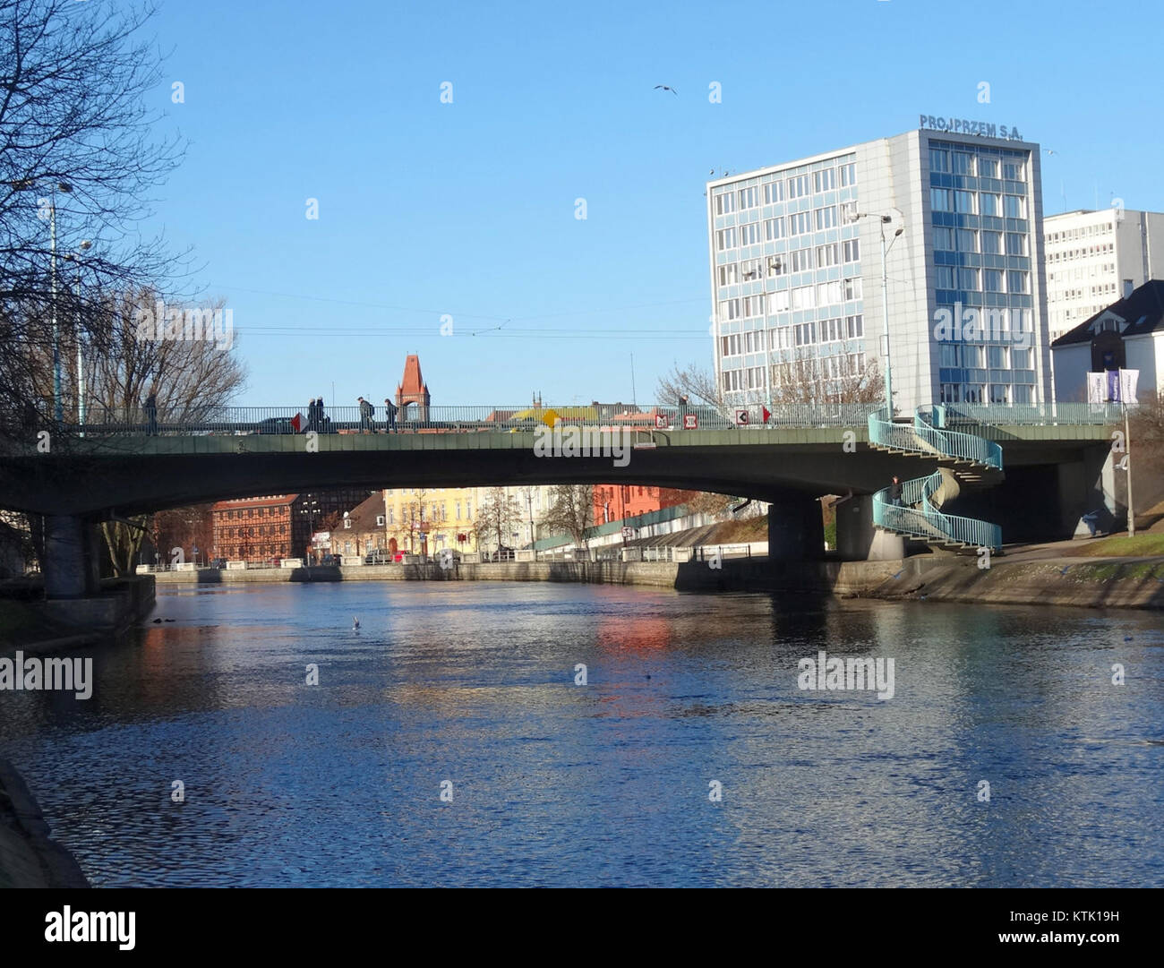 A photograph of Bernardynski Bridge in Poland, captured in 2015. The ...
