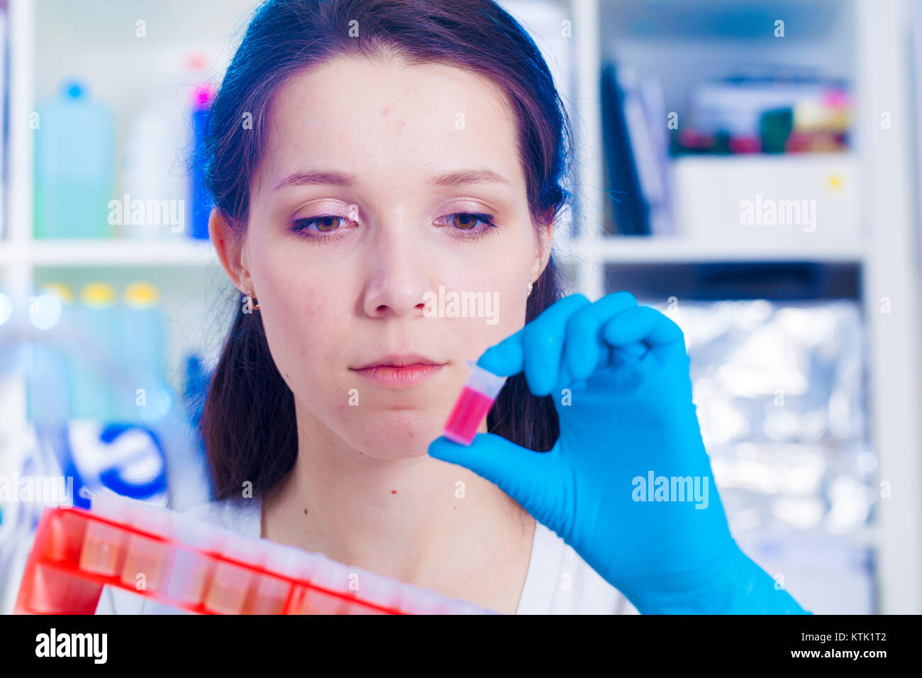 A girl technician in a medical laboratory Stock Photo - Alamy